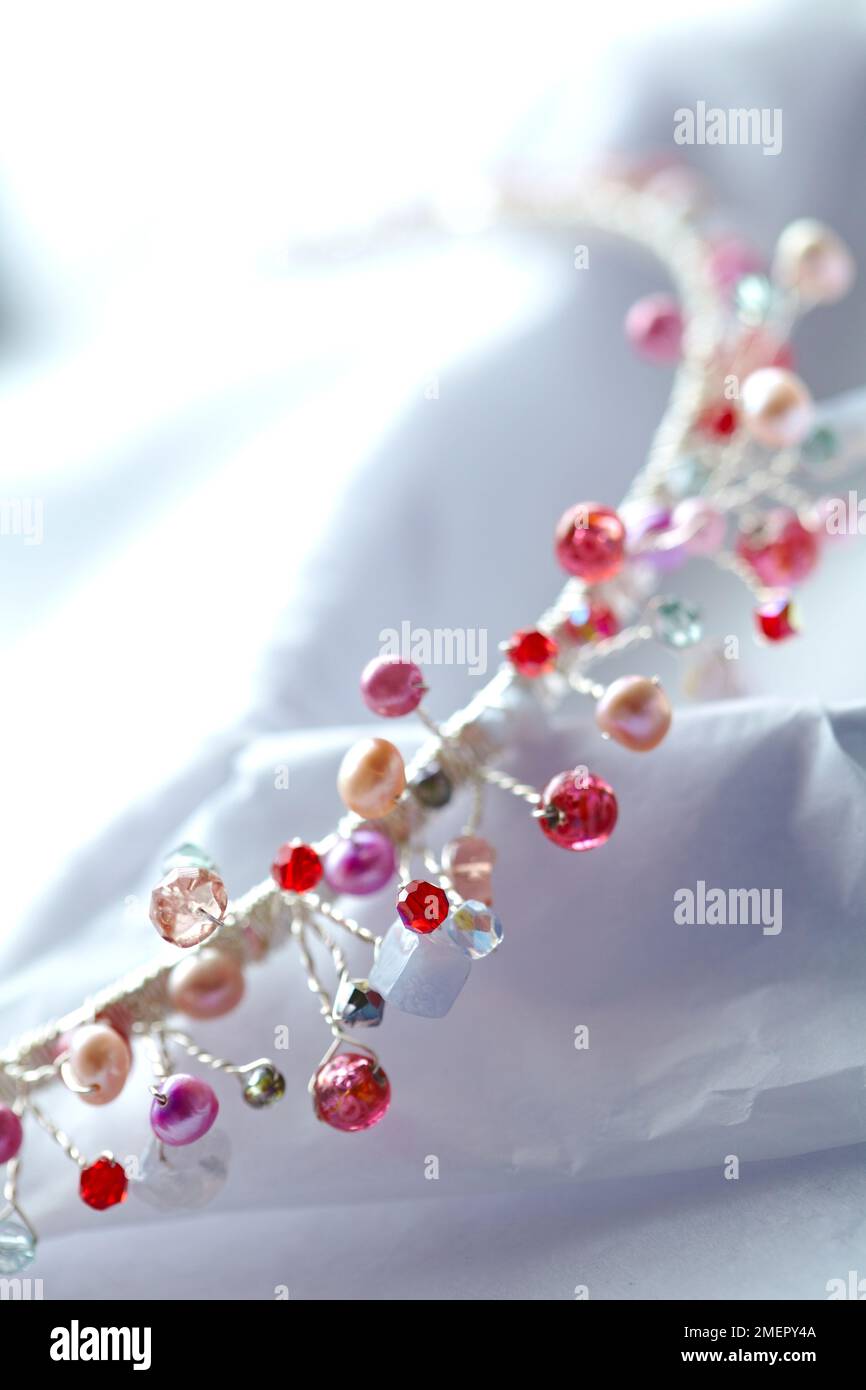 Wirework bead headband, close-up Stock Photo - Alamy