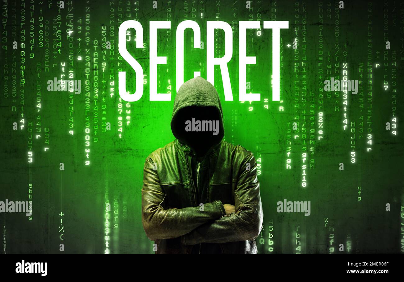 Faceless hacker with inscription concept Stock Photo - Alamy