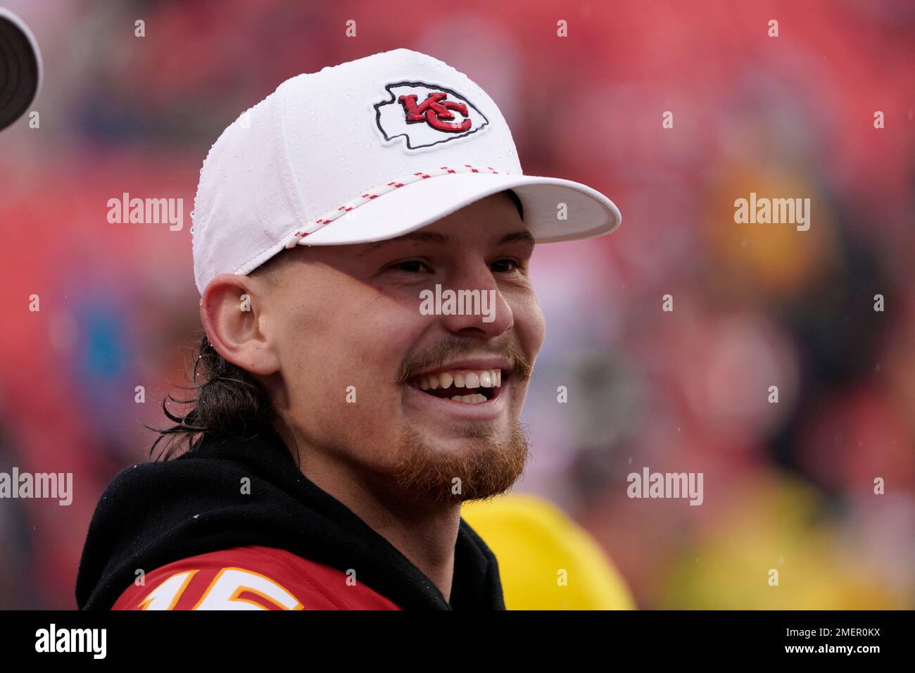 Kansas City Royals' Bobby Witt Jr. is seen prior to an NFL Divisional ...