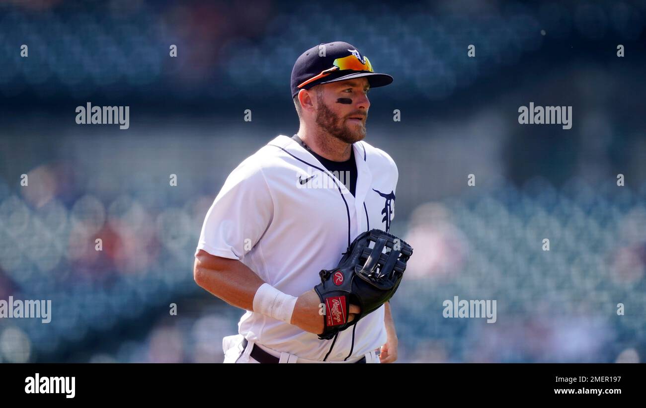 Detroit Tigers' Robbie Grossman plays during a baseball game, Tuesday ...