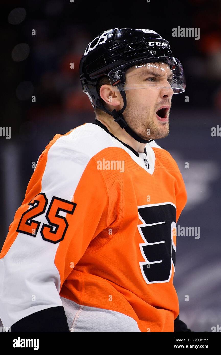 Philadelphia Flyers' James van Riemsdyk in action during an NHL hockey ...