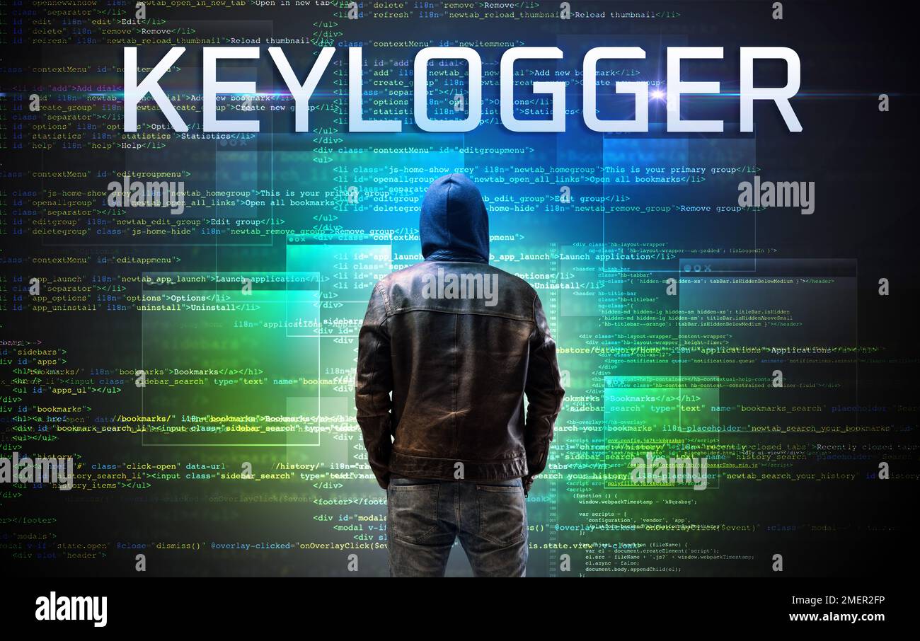 Faceless hacker on code background Stock Photo - Alamy