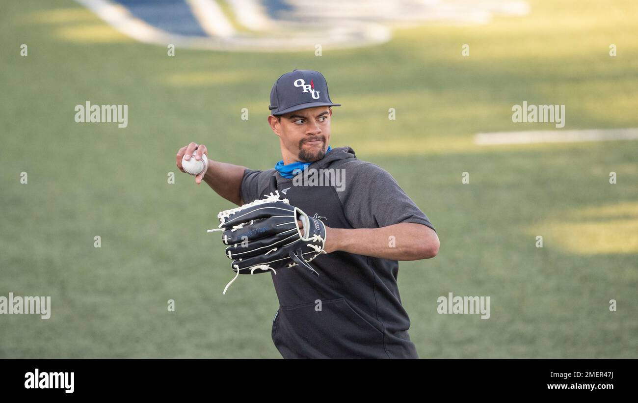 Oral Roberts outfielder Dylan Criquet Danielson (20) during an NCAA ...