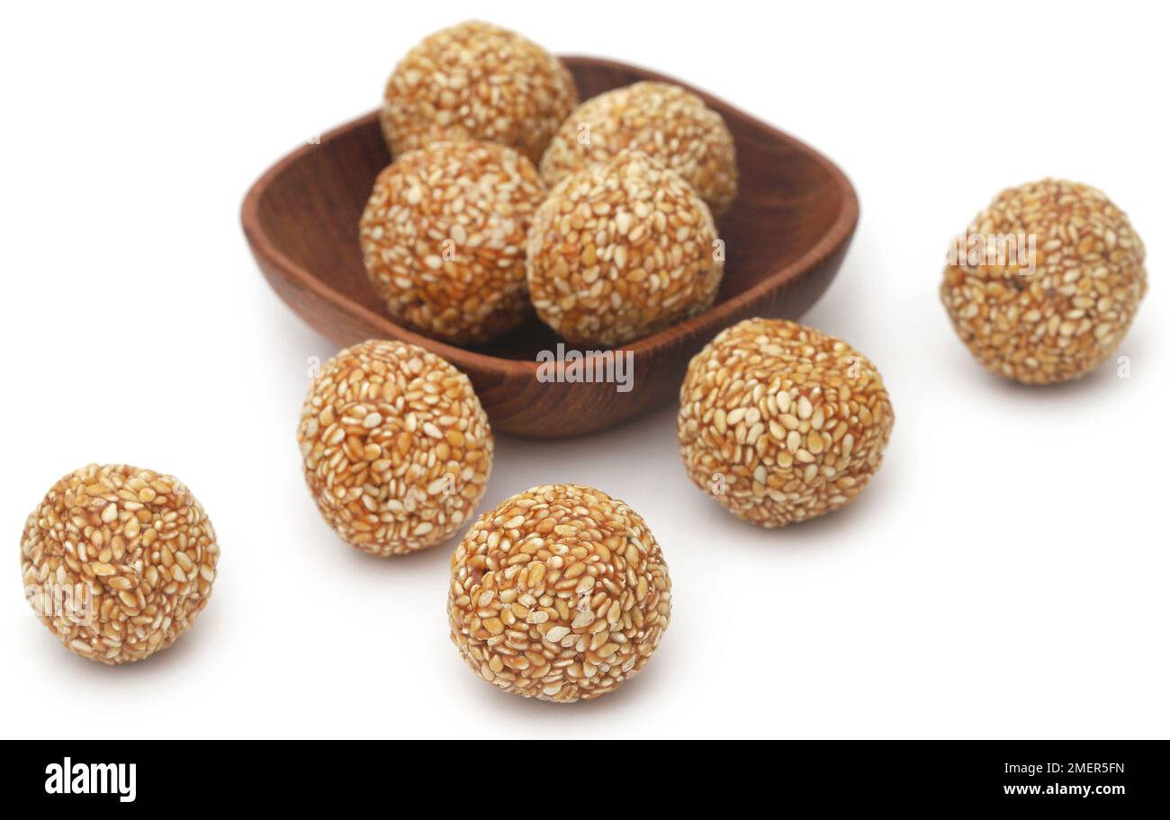 Sesame caramel laddu very popular in Indian subcontinent Stock Photo ...