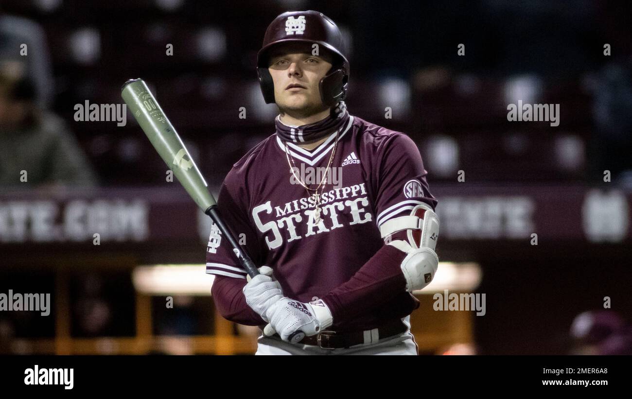 Mississippi State catcher Logan Tanner (19) during an NCAA college ...