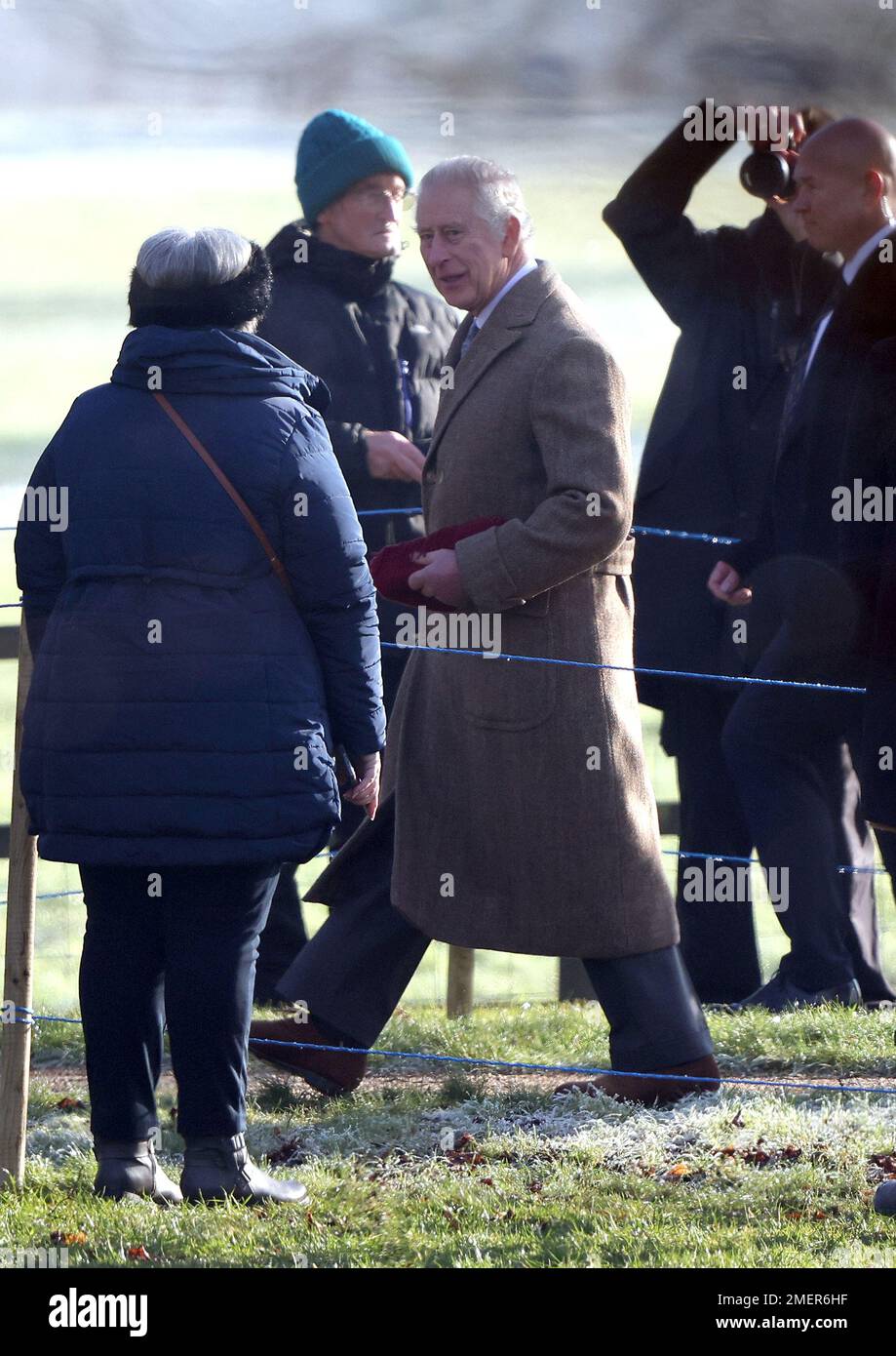 Sandringham, UK. 22nd Jan, 2023. King Charles III after attending the ...