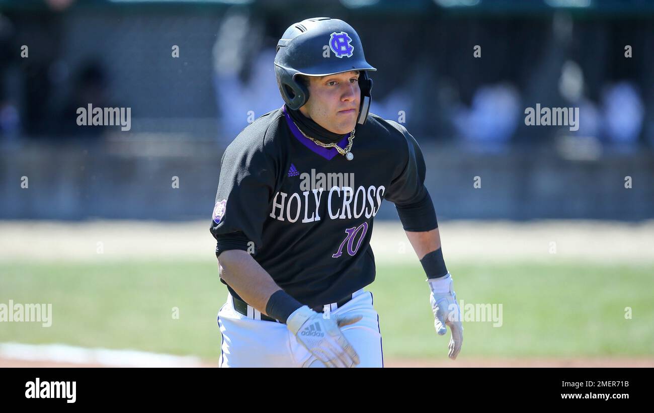 Holy Cross's Angelo D'Acunto (10) during an NCAA baseball game against Bucknell on Saturday ...