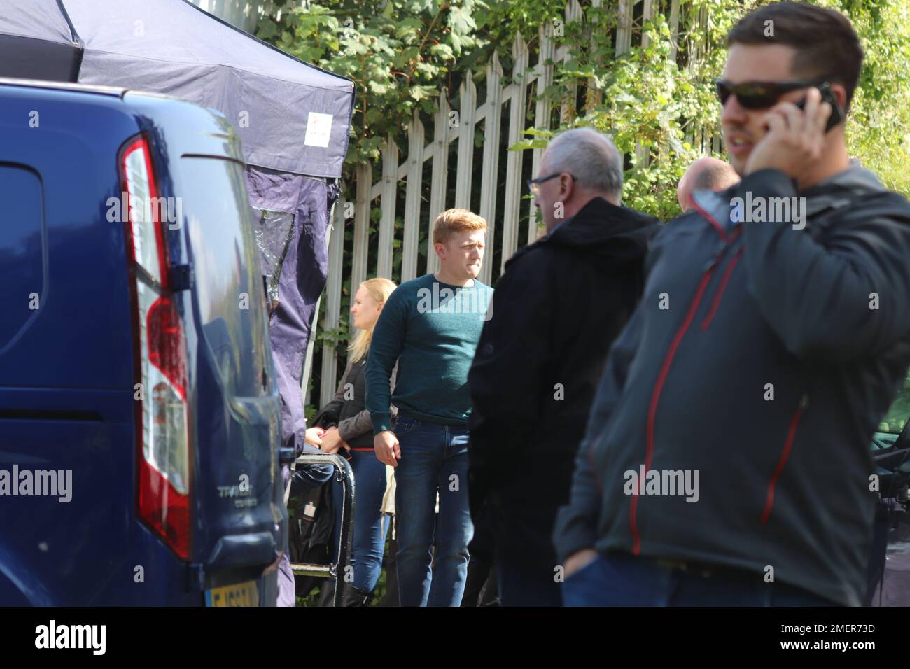 Sam Aston and Dolly-Ross Campbell for Coronation street are filming ...