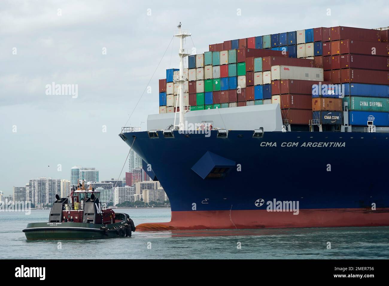 The CMA CGM Argentina arrives at PortMiami, the largest container ship ...