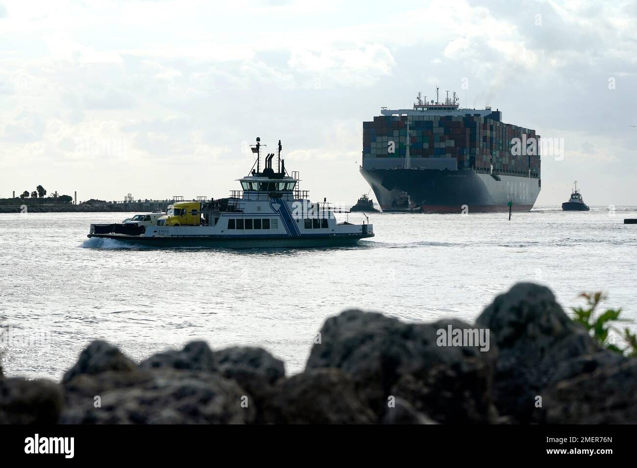 The CMA CGM Argentina arrives at PortMiami, the largest container ship ...
