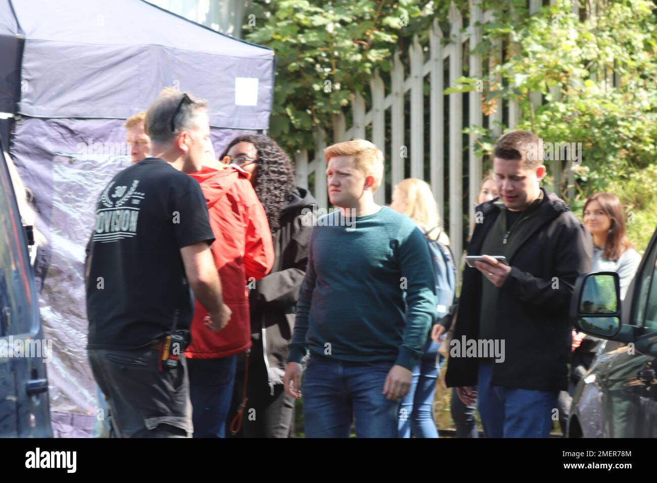 Sam Aston and Dolly-Ross Campbell for Coronation street are filming ...