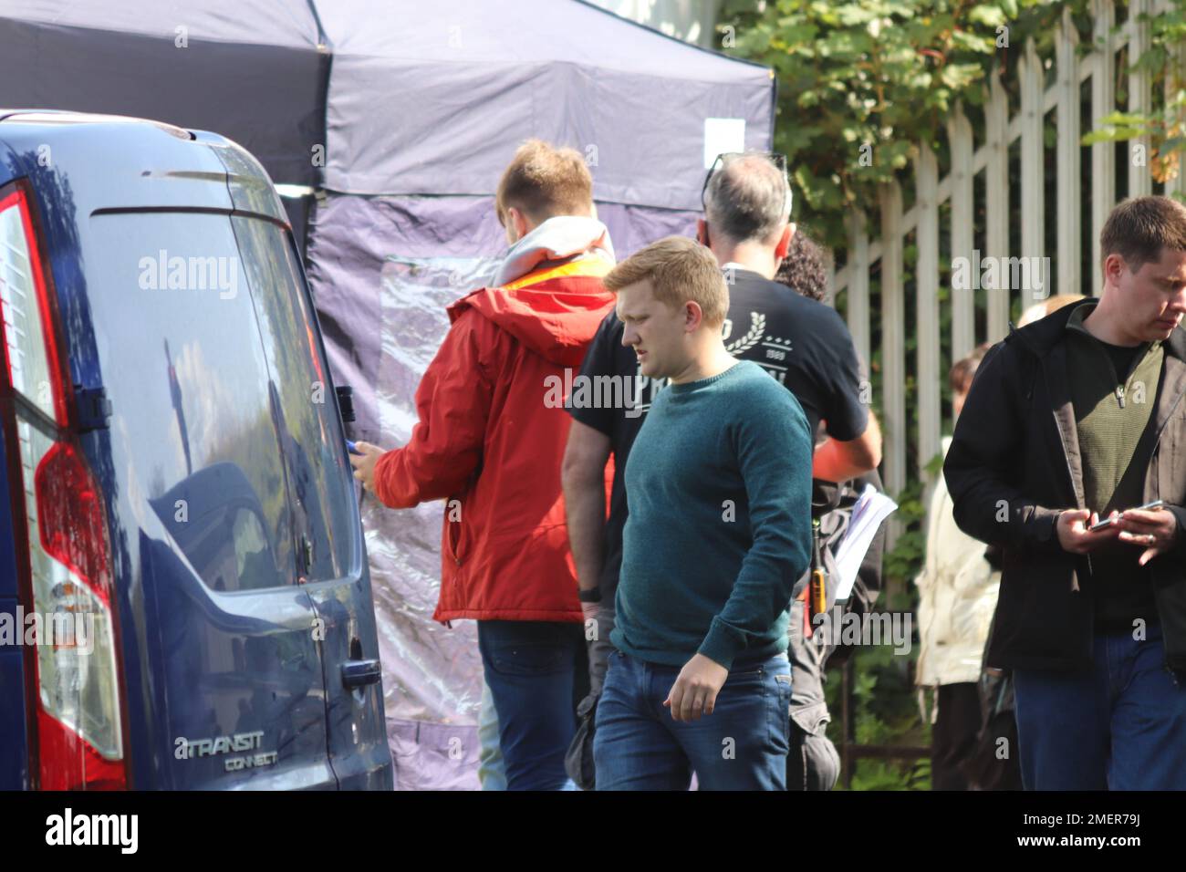 Sam Aston and Dolly-Ross Campbell for Coronation street are filming ...