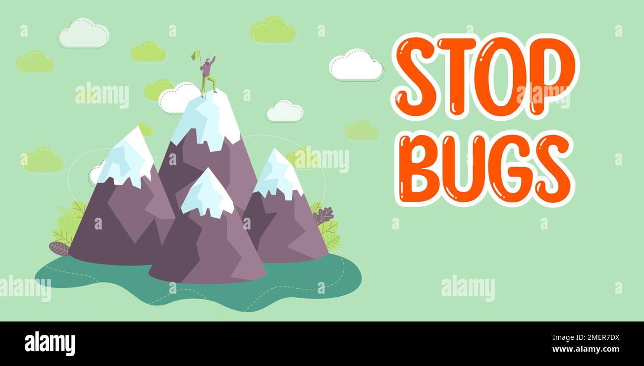 Sign displaying Stop Bugs. Internet Concept Get rid an insect or ... Sign displaying Stop Bugs. Internet Concept Get rid an insect or ...