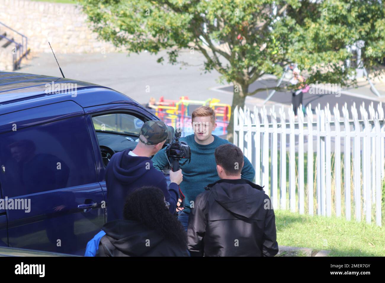 Sam Aston and Dolly-Ross Campbell for Coronation street are filming ...