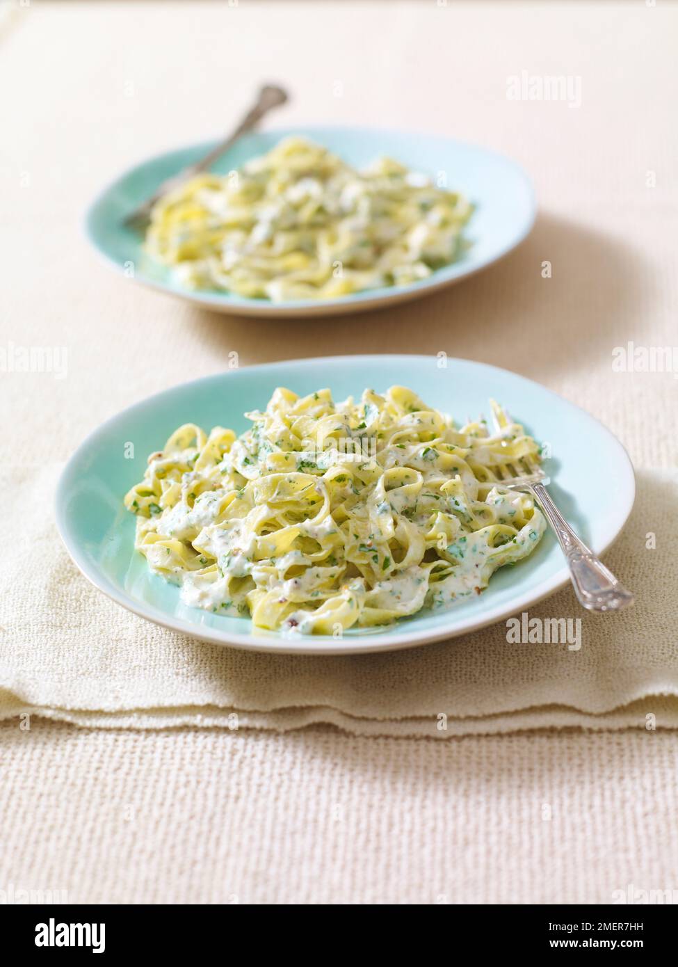 Cheese carbonara tagliatelle Stock Photo - Alamy