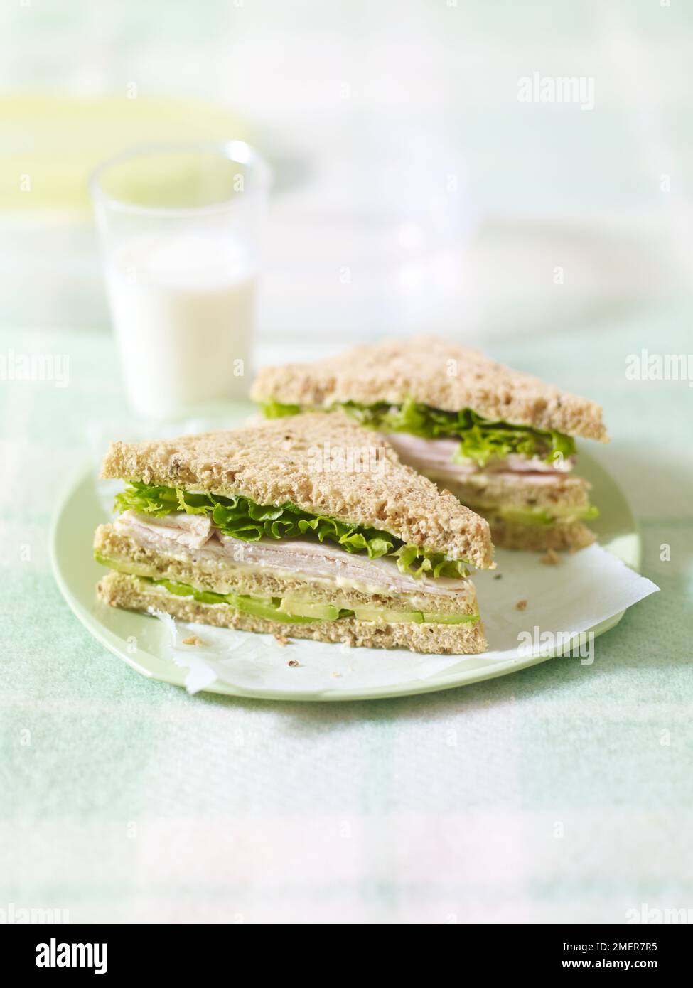 Double decker turkey sandwiches Stock Photo - Alamy
