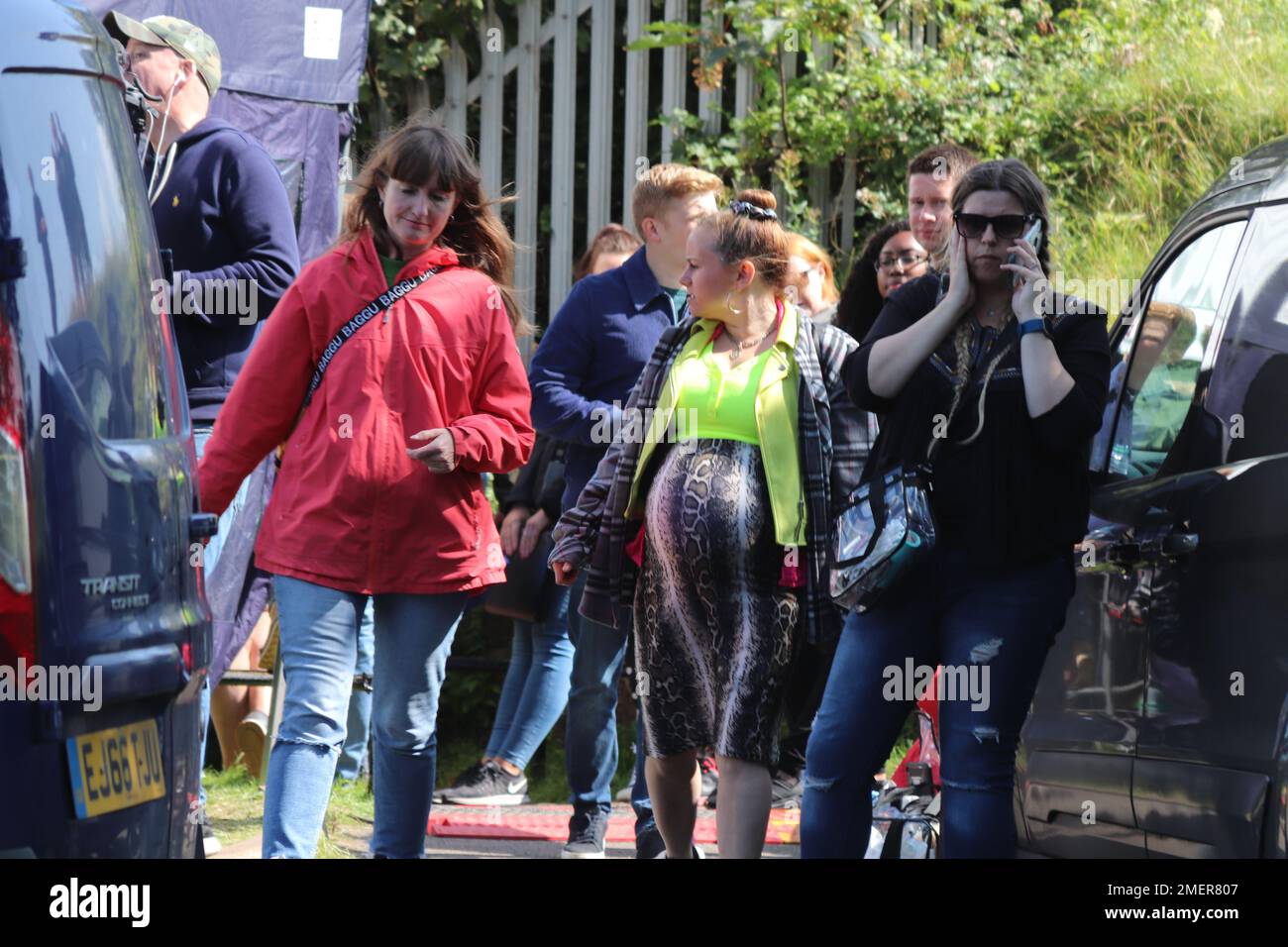 Sam Aston and Dolly-Ross Campbell for Coronation street are filming ...