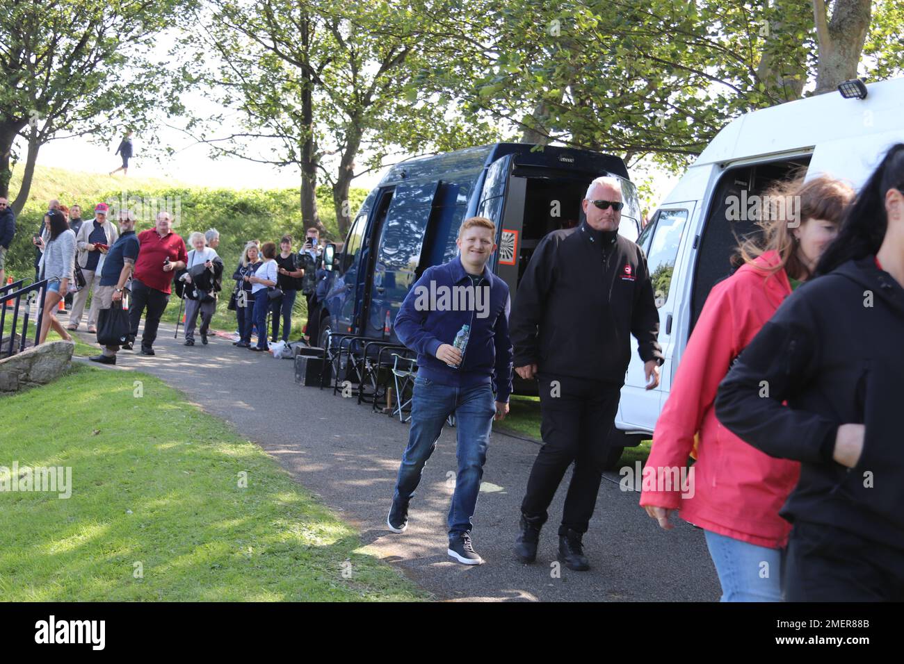 Sam Aston and Dolly-Ross Campbell for Coronation street are filming ...
