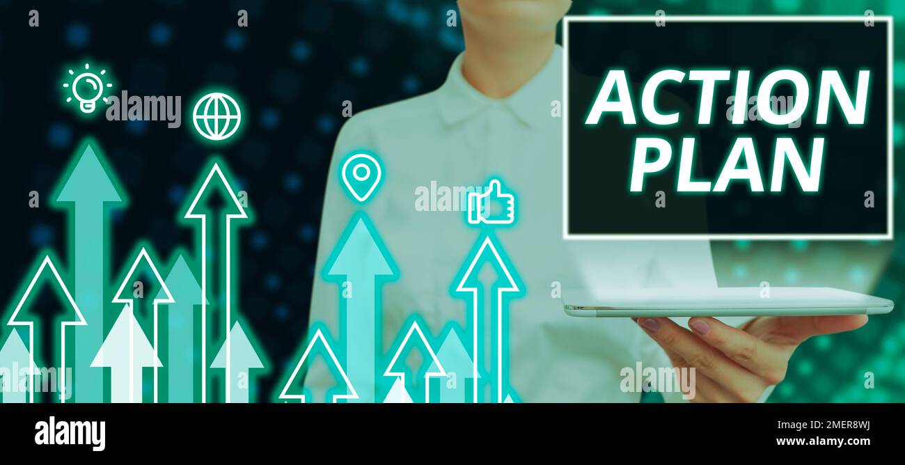 Conceptual caption Action Plan. Conceptual photo list of things or ...