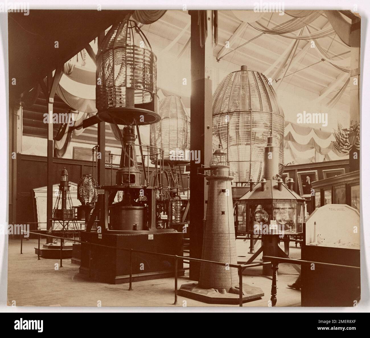 The image shows an exhibit featuring lighthouses at the Chicago ...