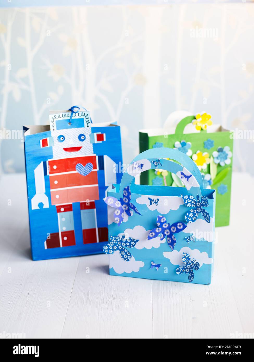 Colourful decorated present bags Stock Photo - Alamy
