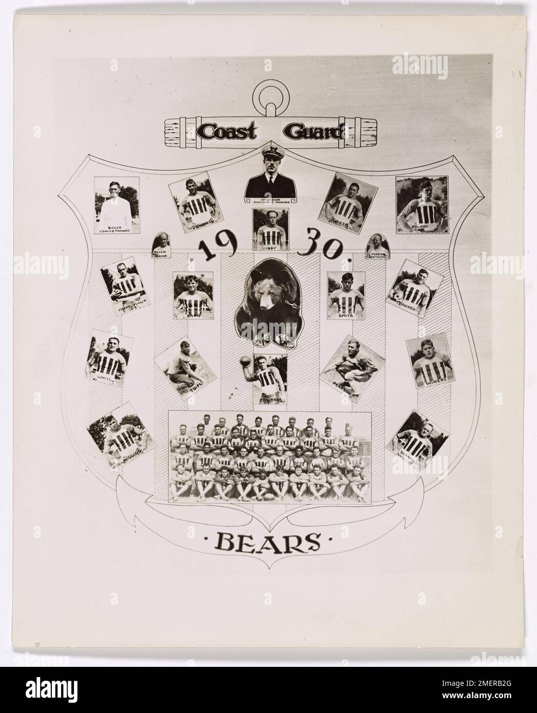 Photograph of the Coast Guard Bears, 1930. This image depicts portraits ...