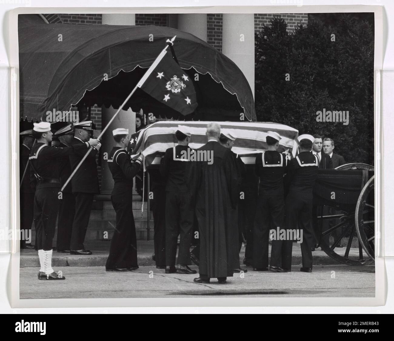 This photograph shows the funeral service for Admiral Russell R ...