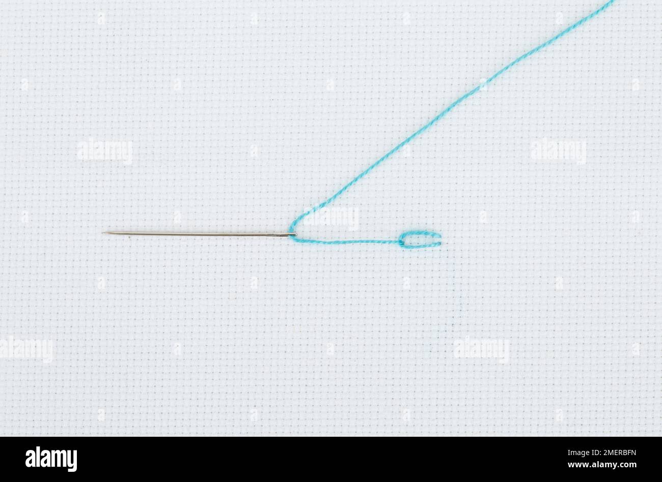 Hand stitch embroidery, chain stitch, pull needle and cotton back ...