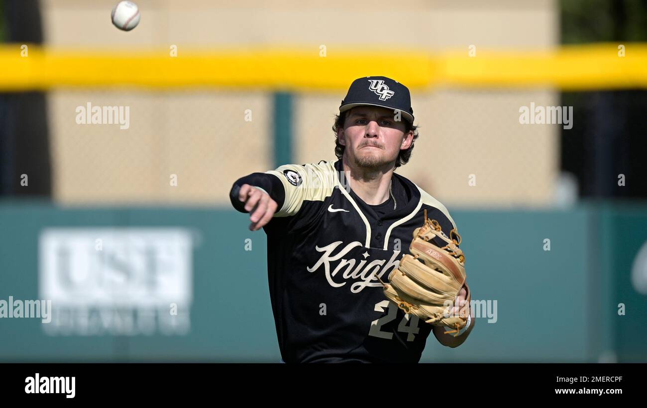Central Florida infielder Alex Freeland (24) throws during an NCAA ...