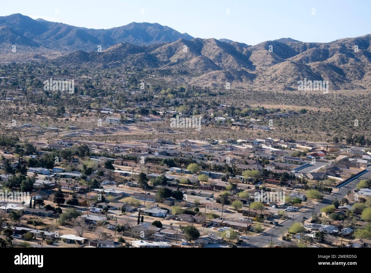 An aerial view of the residential area in Yucca Valley, Calif., Monday ...