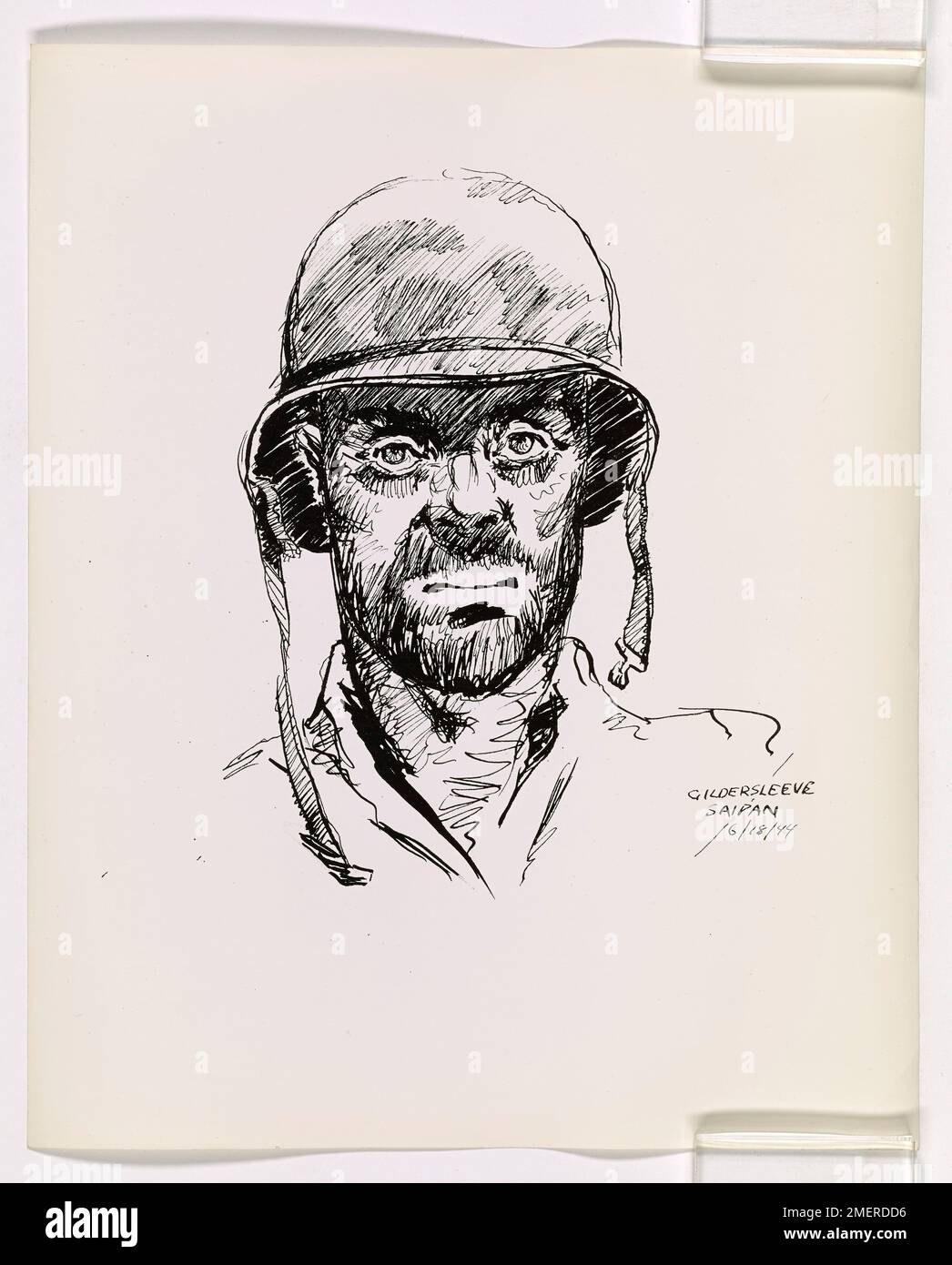 This artwork depicts a weary soldier during the invasion of Saipan ...