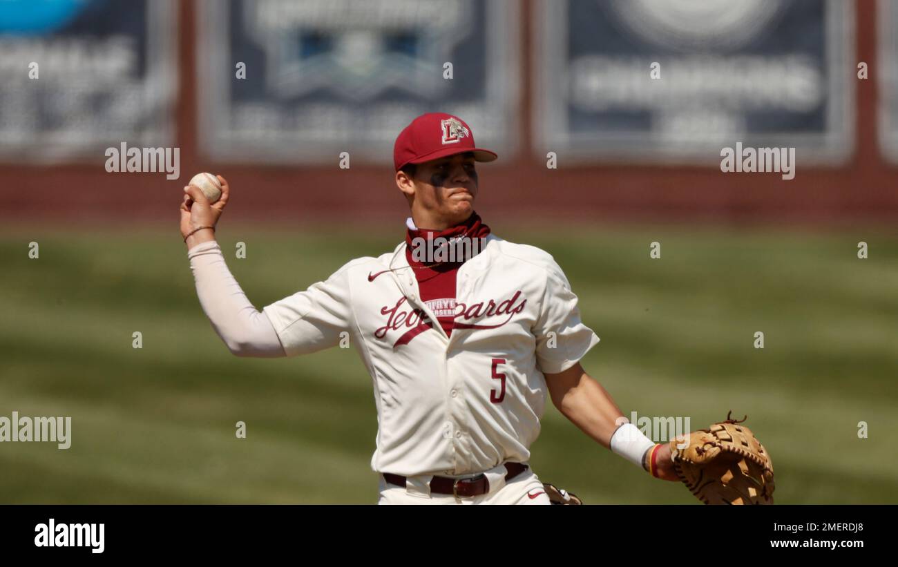 Lafayette infielder Seif Ingram makes a play against Army during an ...