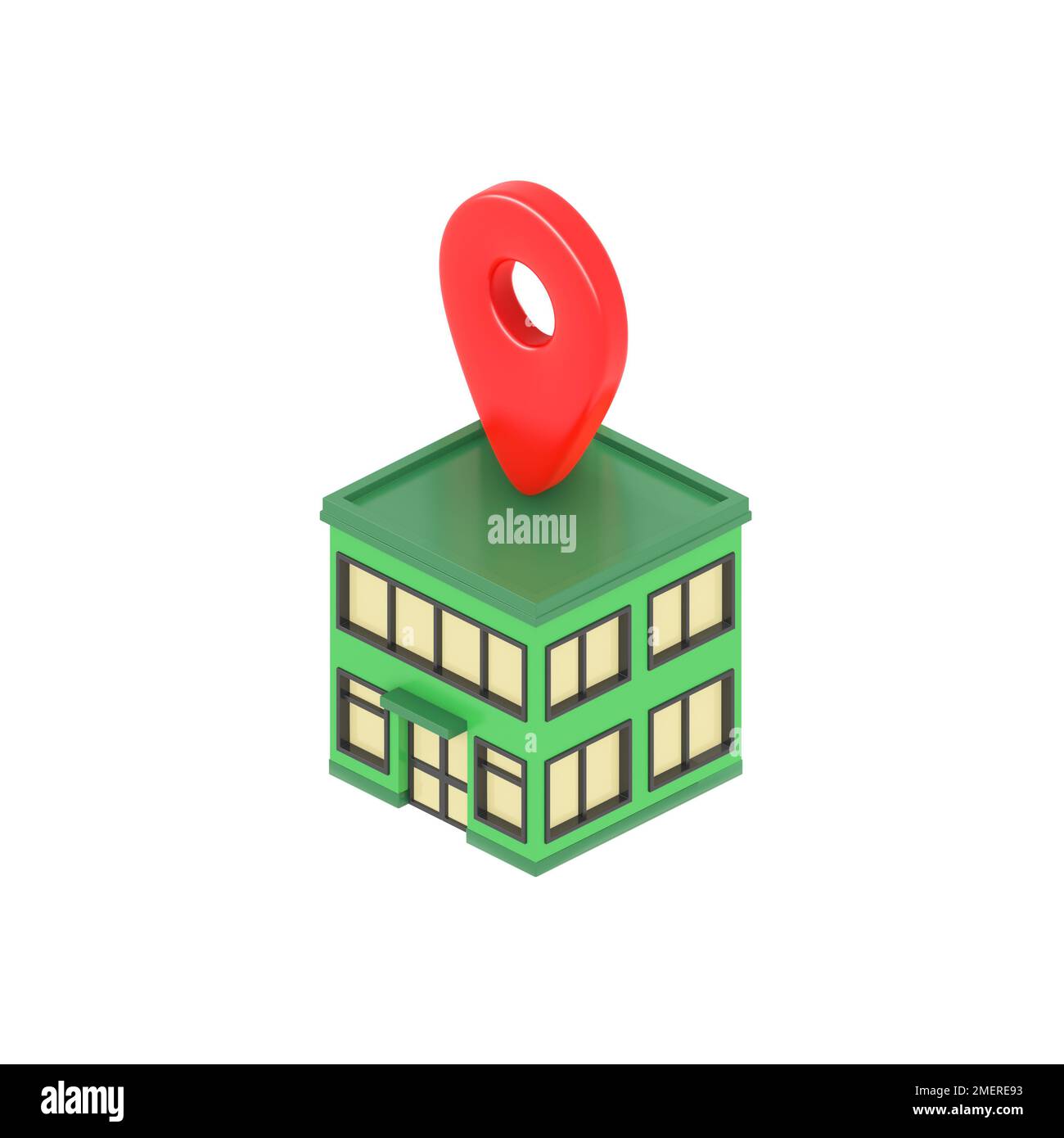 isometric post office building exterior with pin cartoon style 3d ...