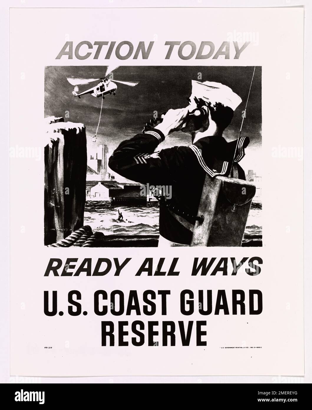 This Coast Guard reserve recruiting poster emphasizes the readiness and ...