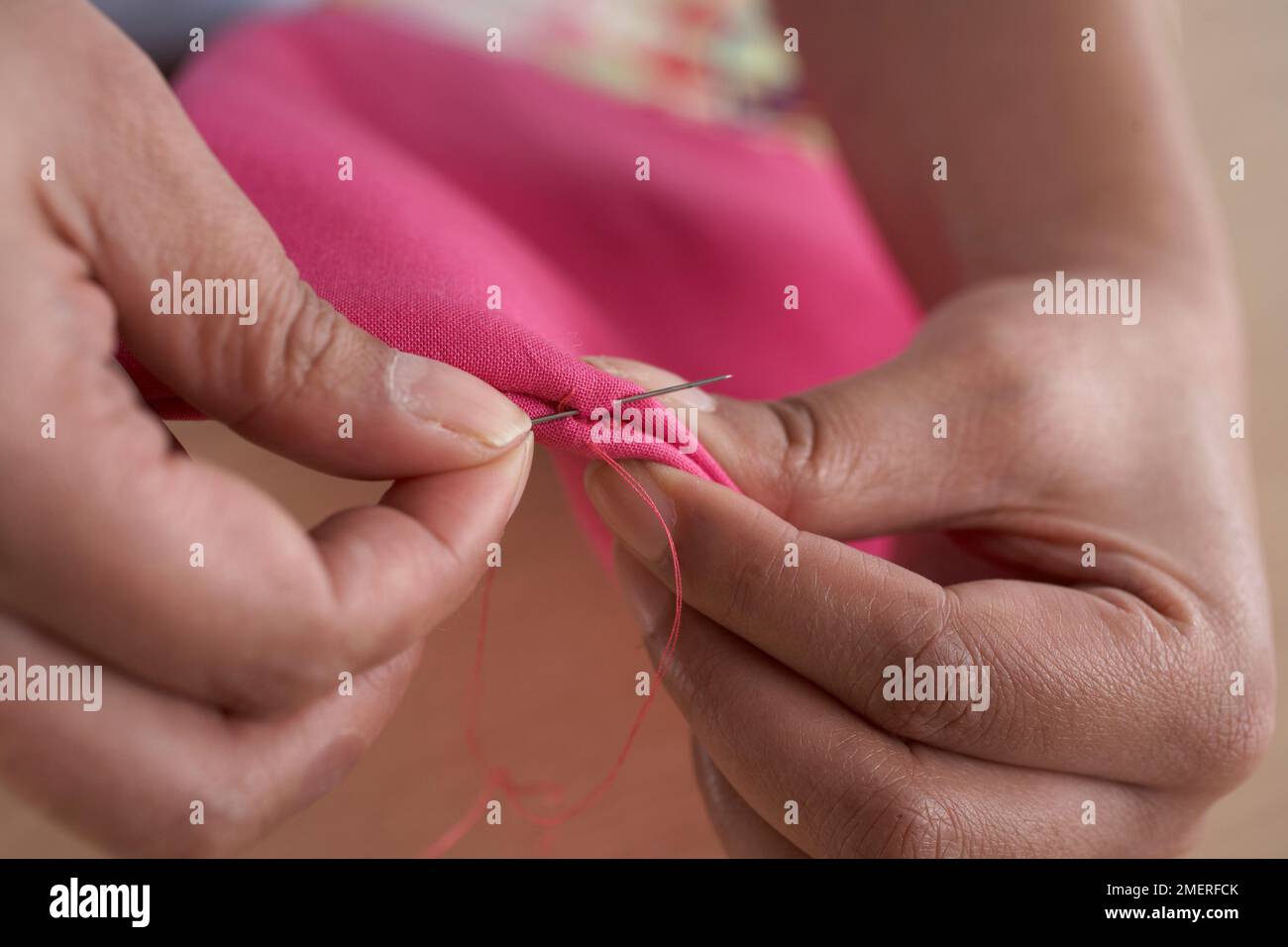 Making a sleeve for a device, overstitch the edges Stock Photo - Alamy