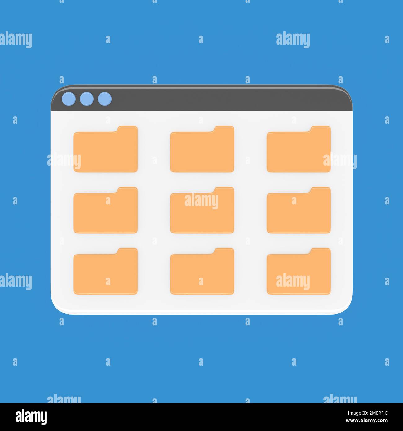 desktop interface window with folders simple cartoon ui 3d rendering ...