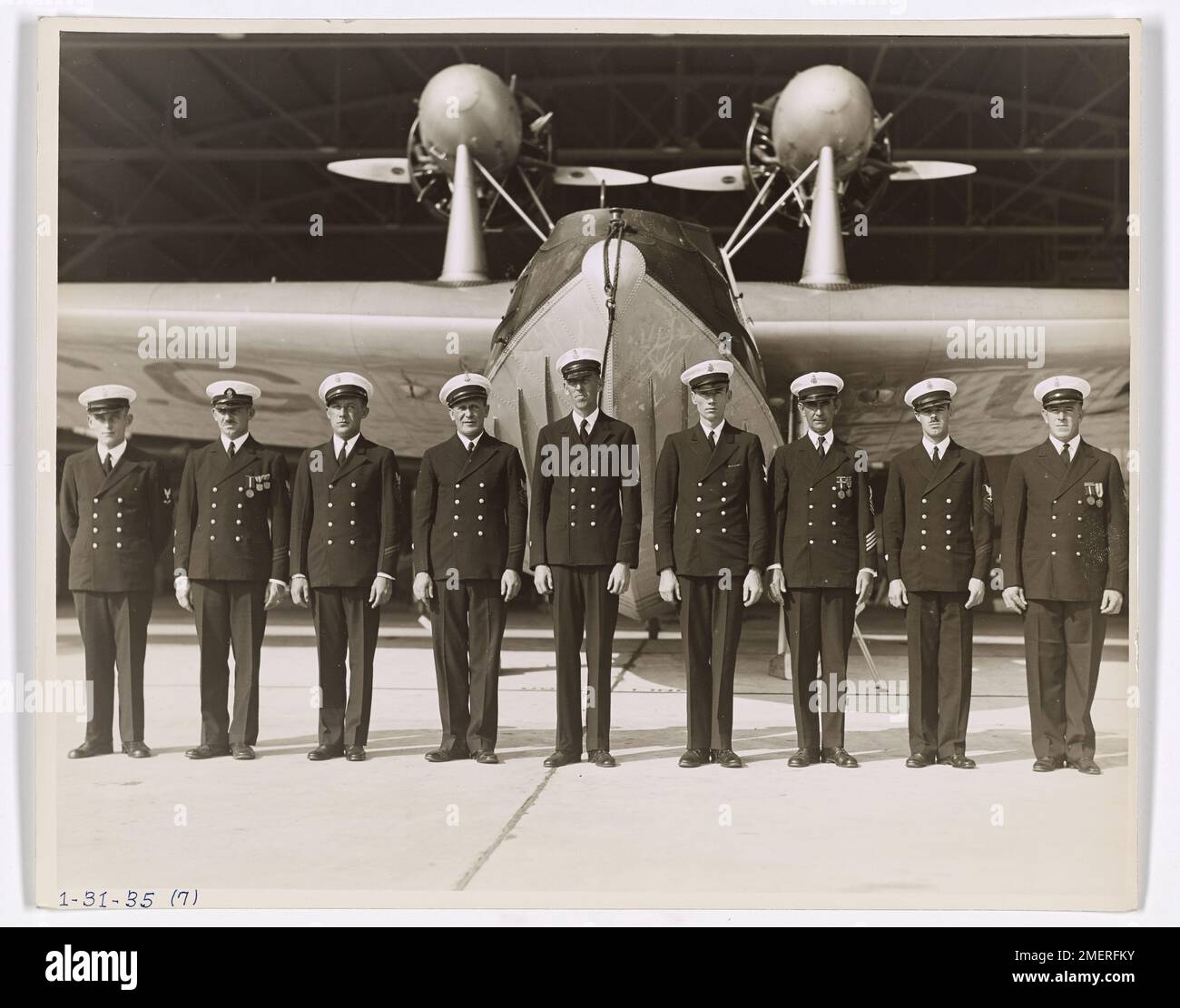 This photo, taken on January 12, 1935, shows the general muster at Air ...