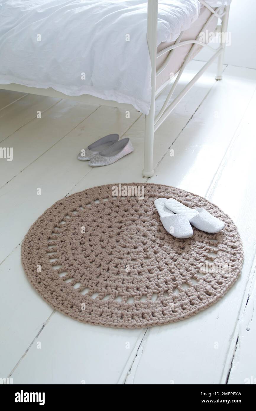 Crocheted chunky rug Stock Photo - Alamy
