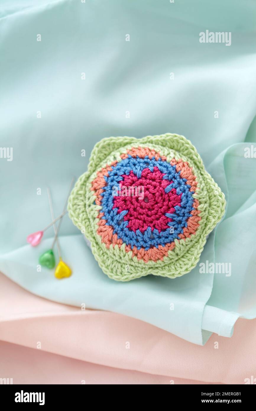 Crocheted pin cushion Stock Photo - Alamy