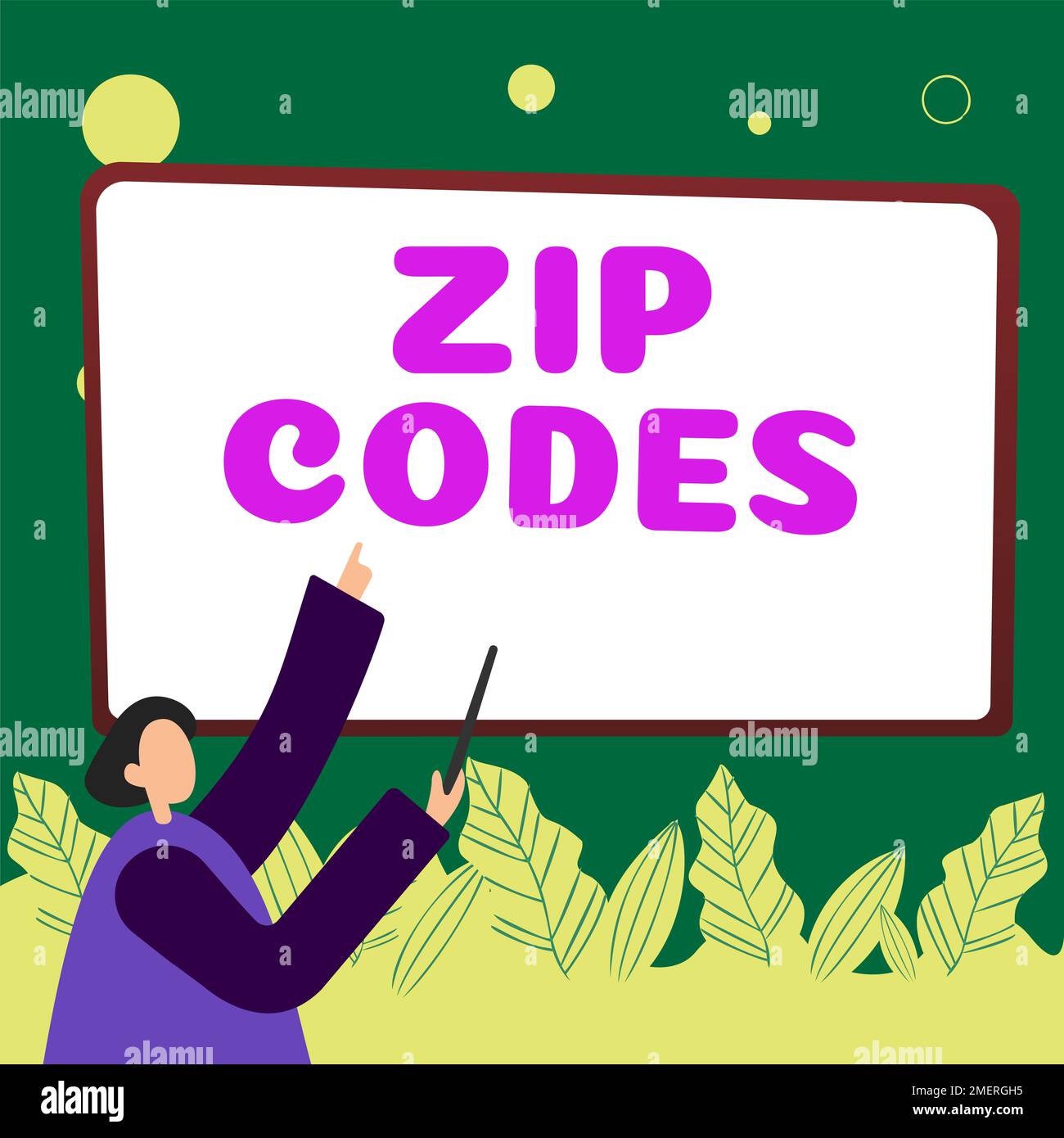 Sign displaying Zip Codes. Concept meaning numbers added to a postal ...