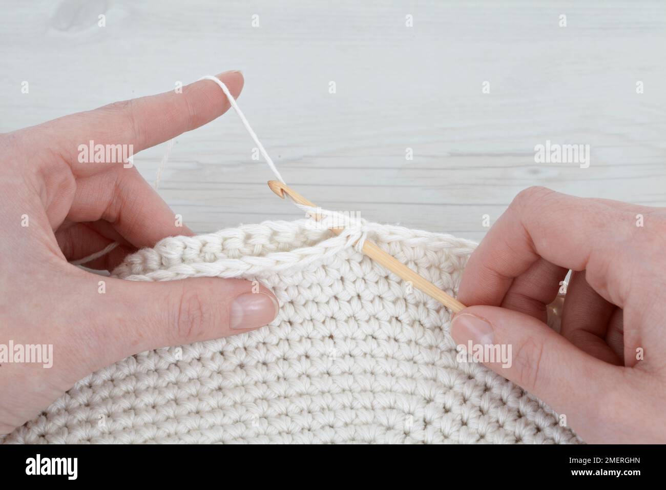 Close up woman hands crocheting hi-res stock photography and images - Alamy