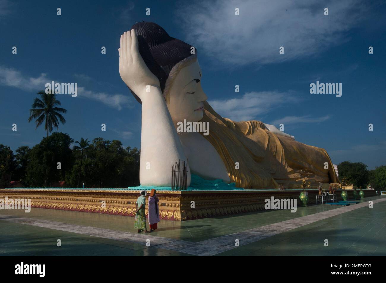 Myanmar, Bago Division, Bago, Naung Daw Gyi Mya Tha Lyaung, reclining ...