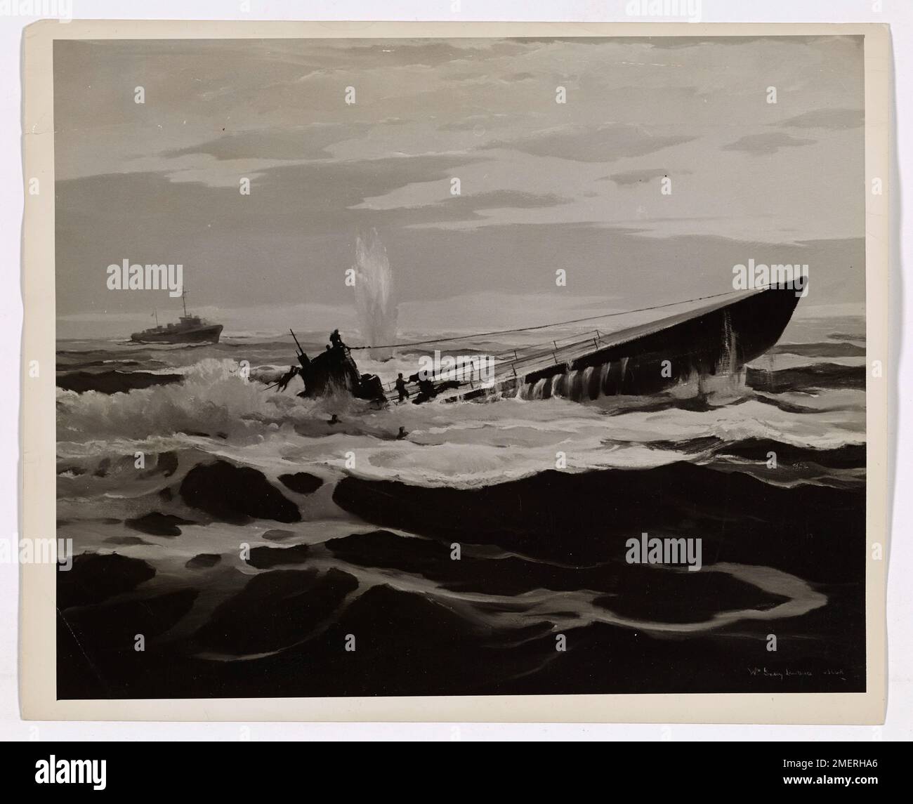 This image shows a painting by Coast Guard Combat Artist William Goadby ...