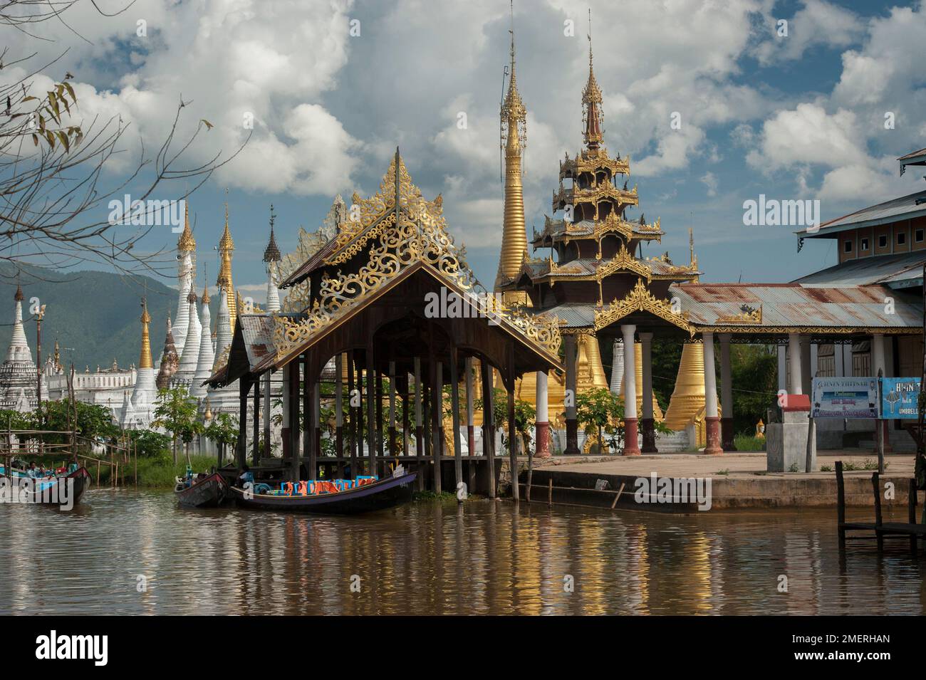 Myanmar, Eastern Myanmar, Inle Lake, Ywama, temple and pagoda complex ...