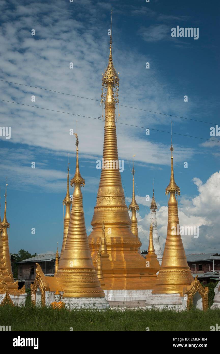Myanmar, Eastern Myanmar, Inle Lake, Ywama, temple and pagoda complex ...