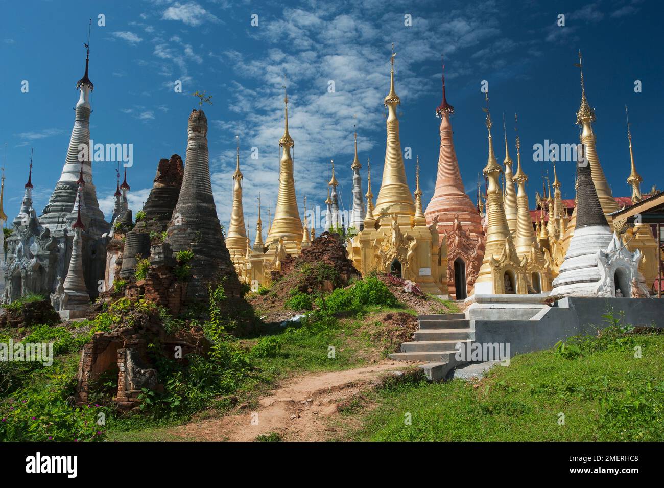 Myanmar, Eastern Myanmar, Inle Lake, Inthein / Shwe Inthein Paya stupa ...