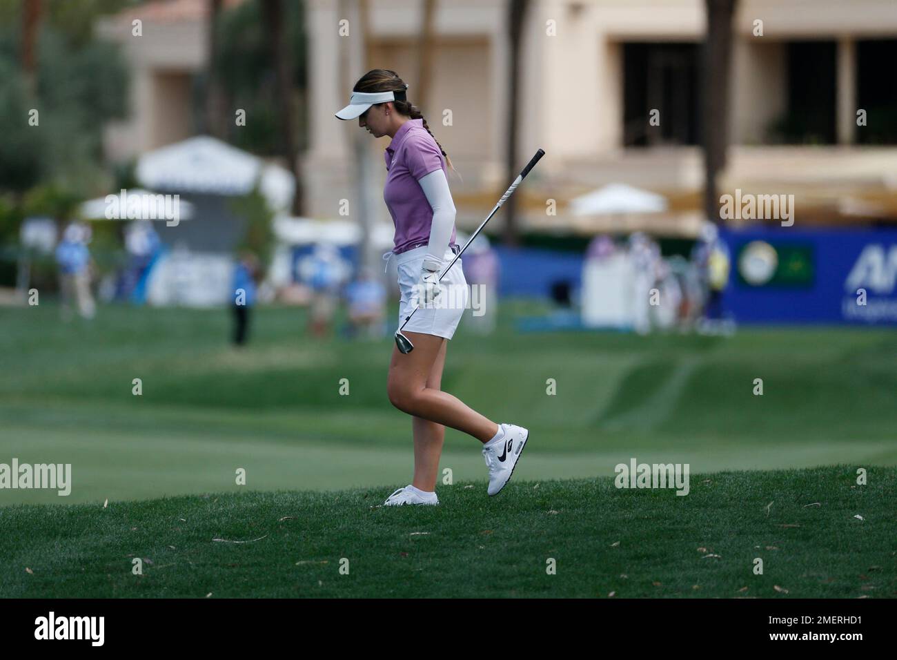 Gabriela Ruffels of Australia watches to the first hole during the ...
