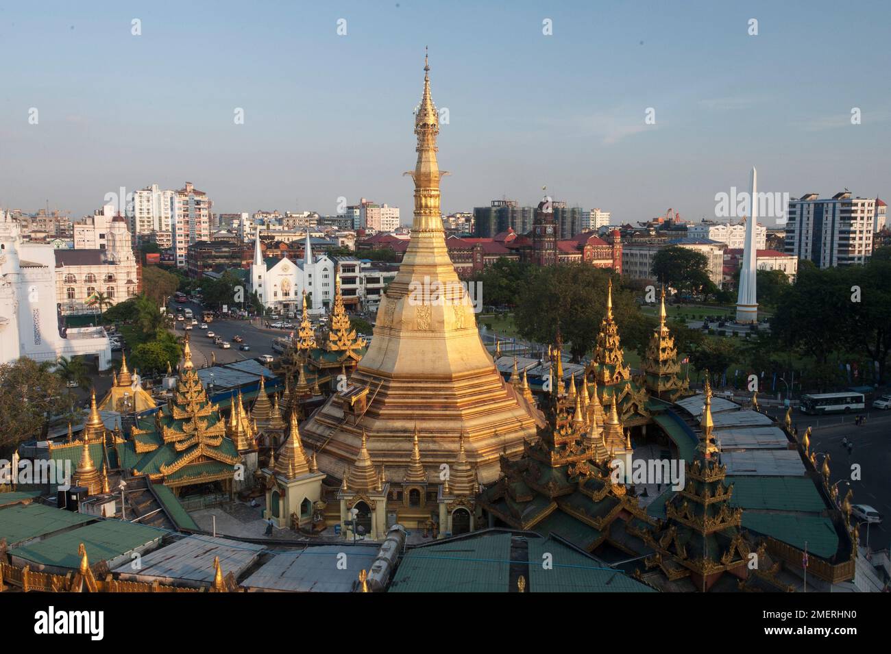 Myanmar, Yangon, Downtown, Sule Paya, aerial view Stock Photo - Alamy