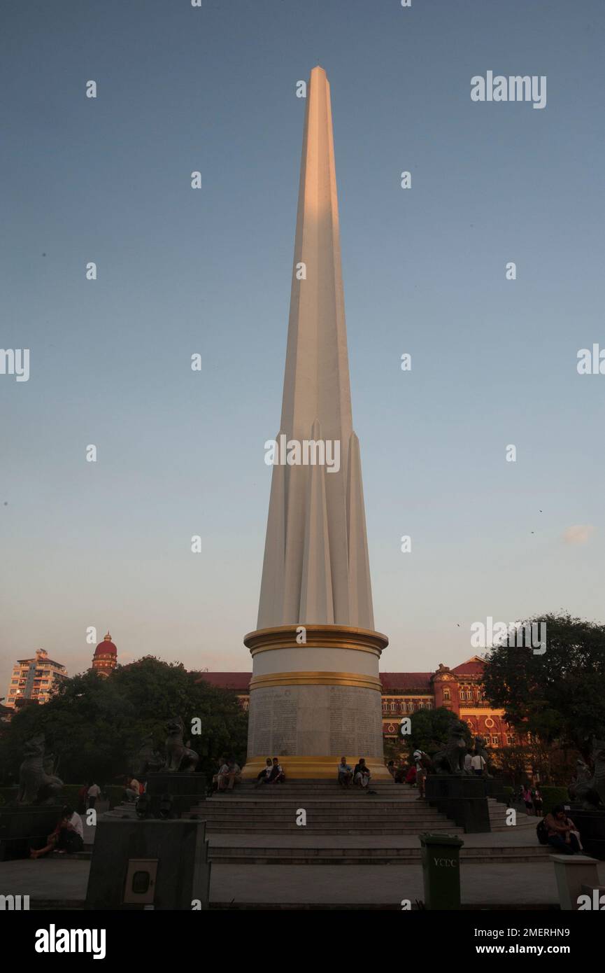Myanmar, Yangon, Downtown, Independence Monument in Mahabandoola Garden ...