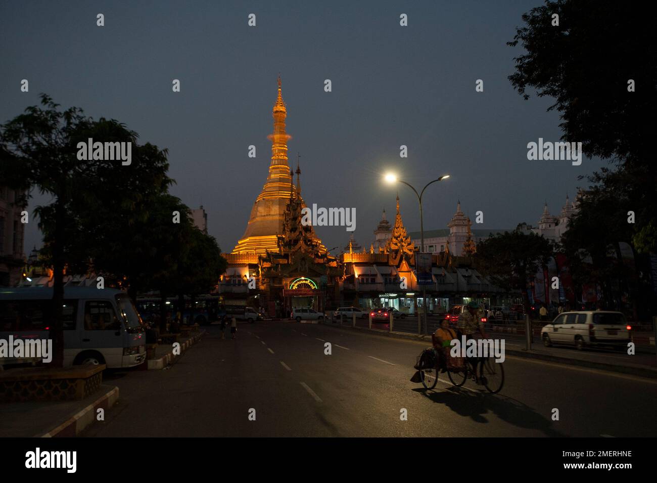 Myanmar, Yangon, Downtown, Sule Paya, night view Stock Photo - Alamy